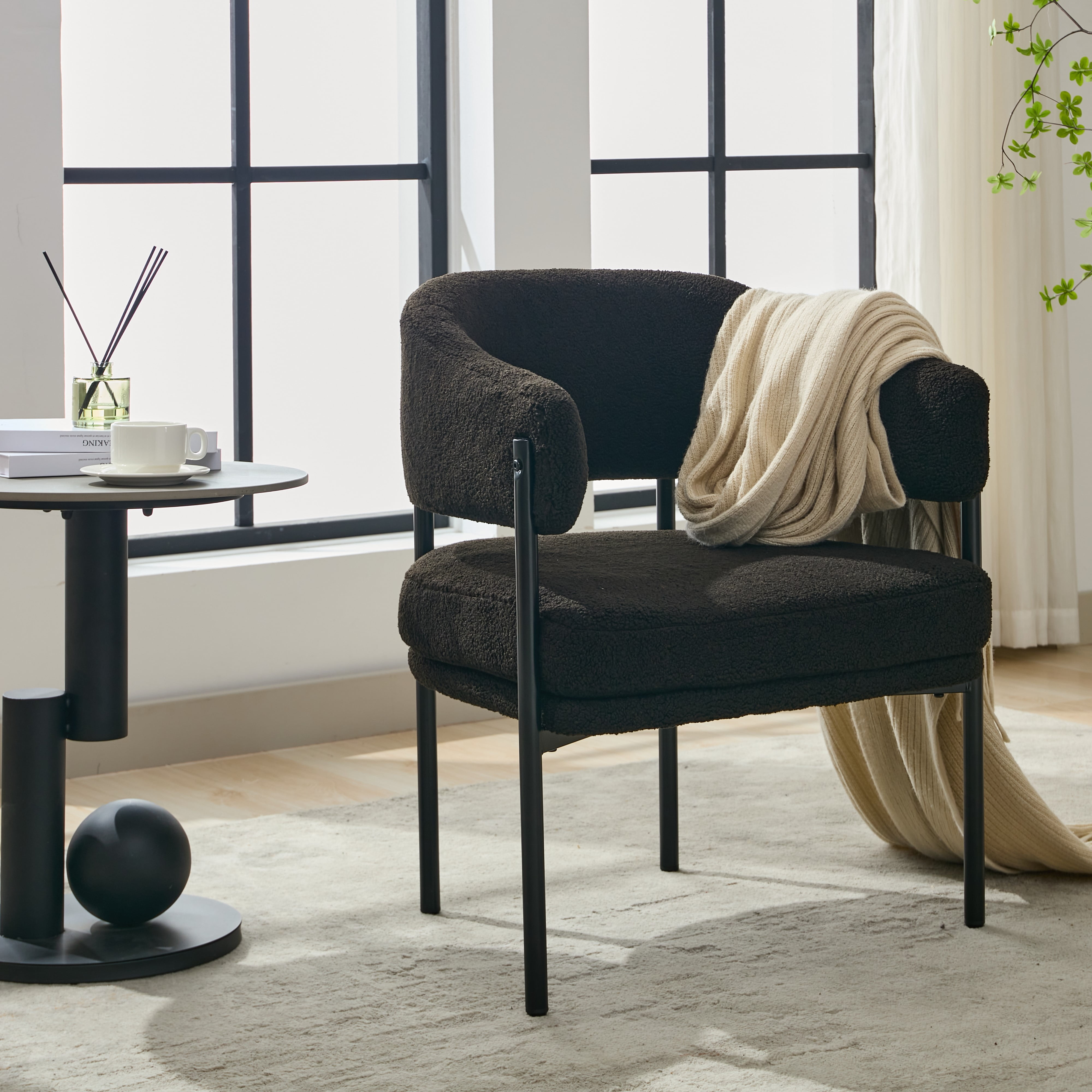 Locus Bono Modern Accent Chair, Curved Back Arm Chair for Living Room ...