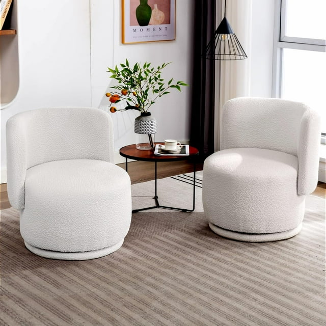Locus Bono Swivel Accent Chairs Set of 2, Boucle Swivel Chair for ...
