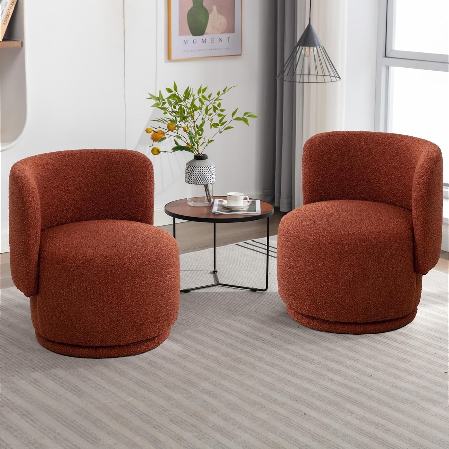 Locus Bono Swivel Accent Chairs Set of 2, Boucle Swivel Chair for ...
