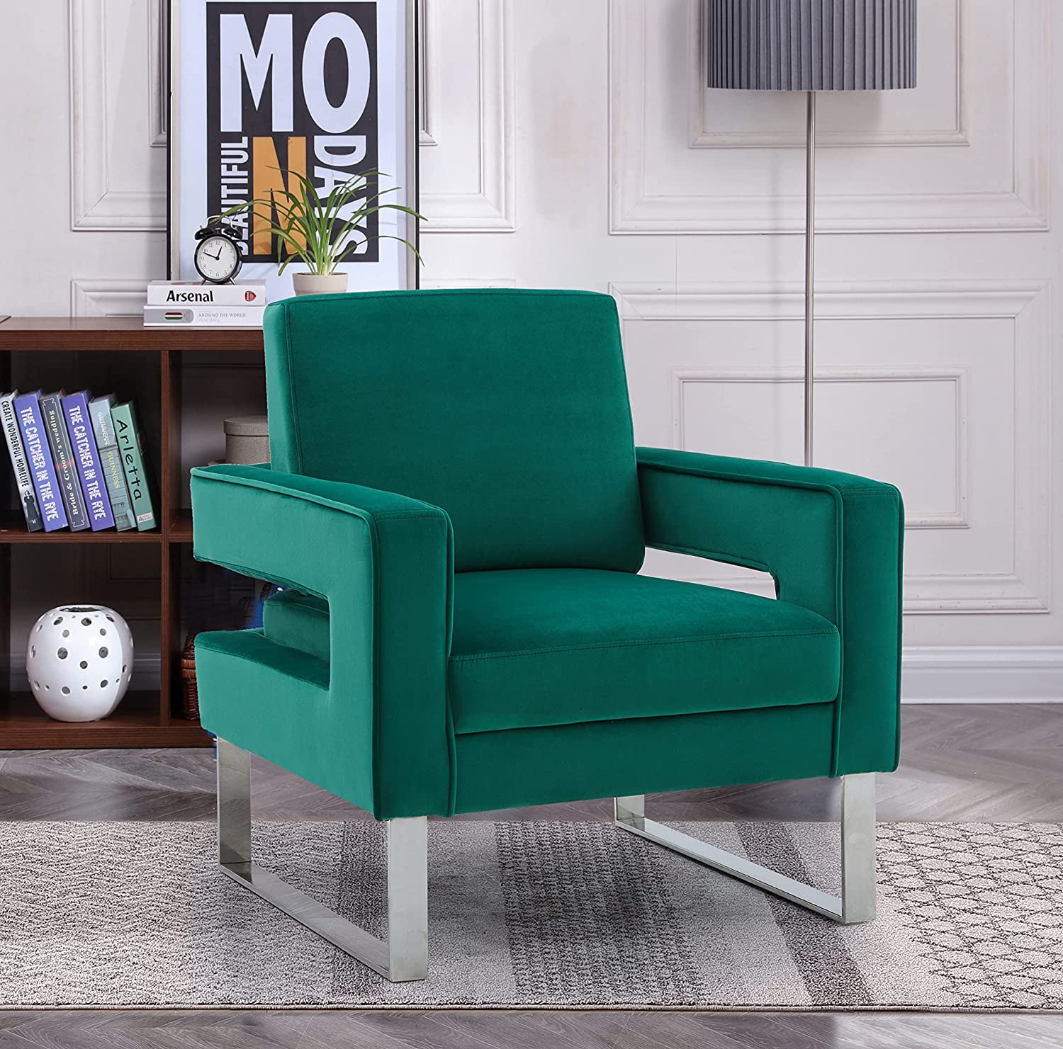 Locus Bono Velvet Arm Chair, Upholstered Lounge Chair for Living Room ...