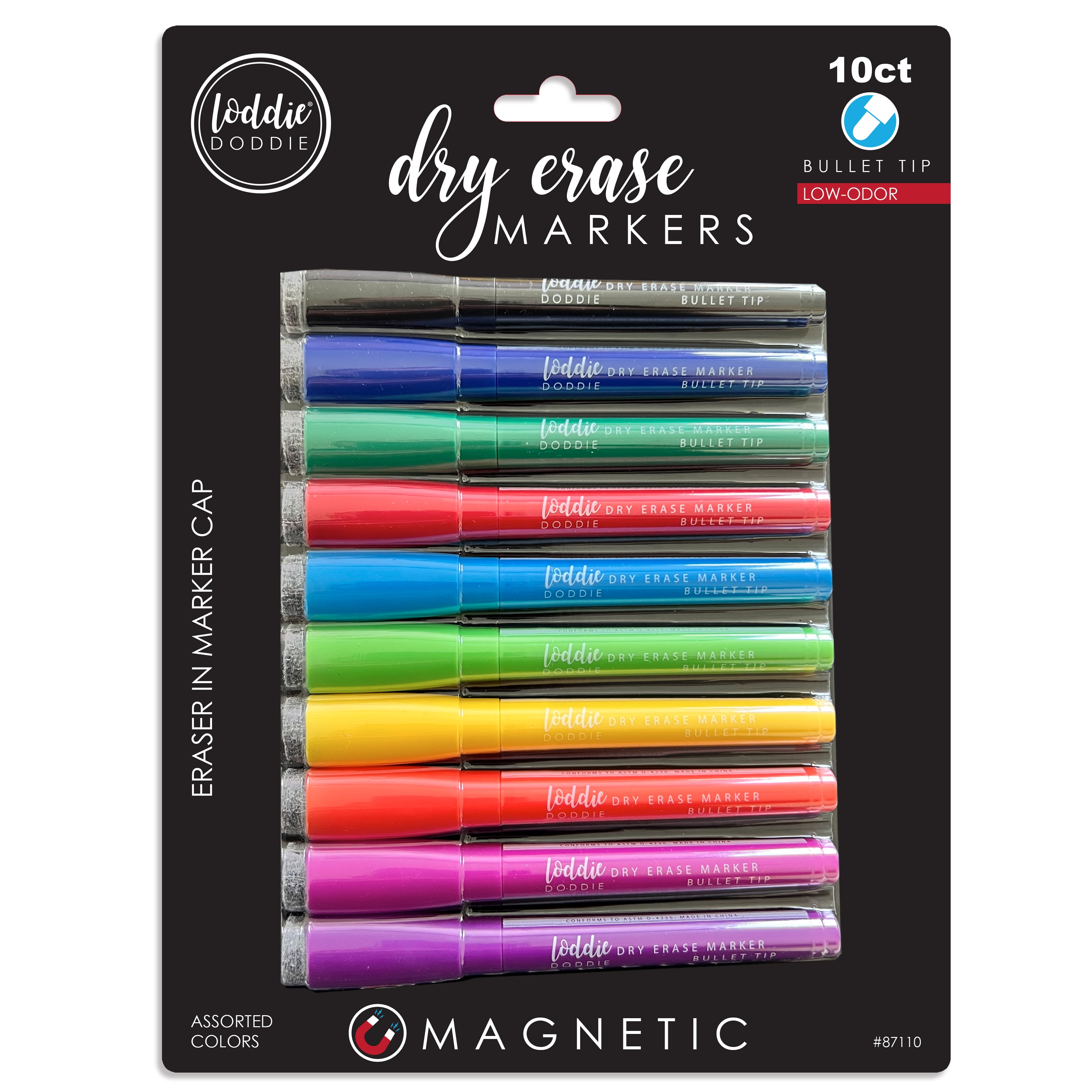 Loddie Doddie 10ct Magnetic Dry Erase Markers with Eraser Caps ...