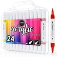 Loddie Doddie Acrylic Markers, 24 Unique Colors, Double-Ended Multi ...