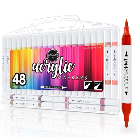 Loddie Doddie Acrylic Markers, 48 Unique Colors, Double-Ended Multi ...