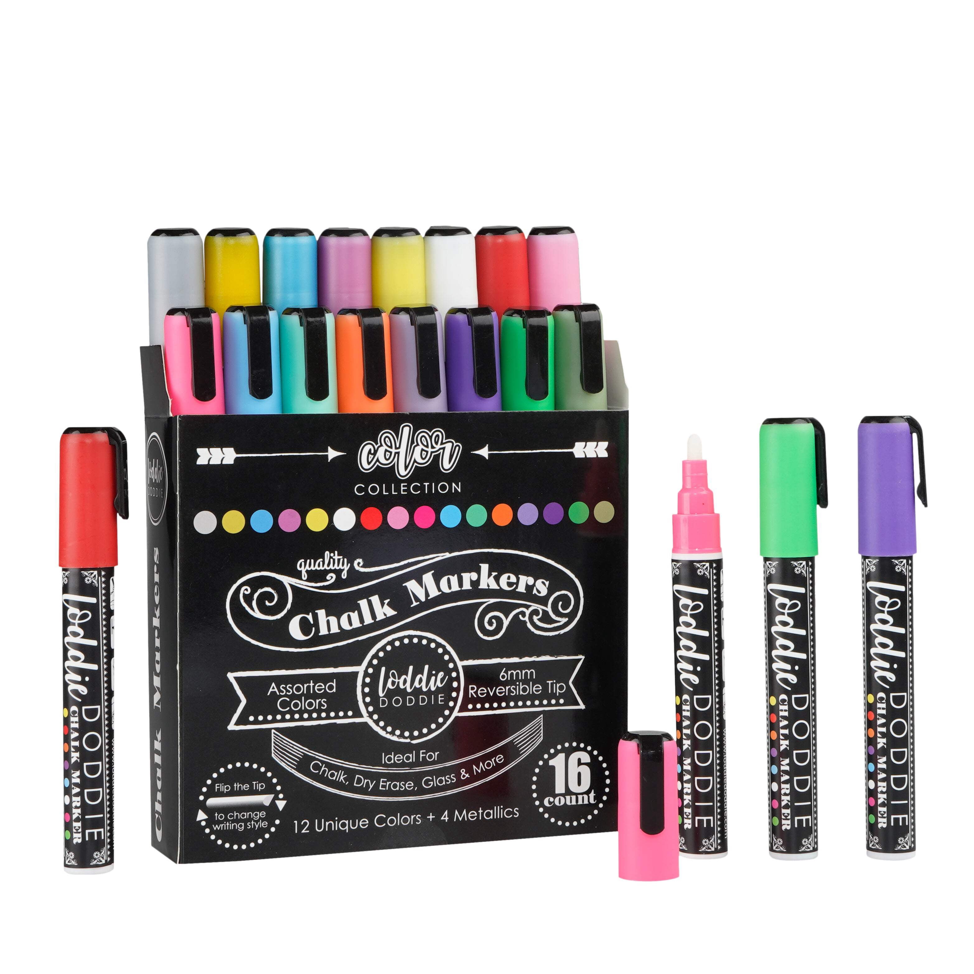 Loddie Doddie, Chalk Markers, 16ct Artists Assortment, Reversible Tips ...