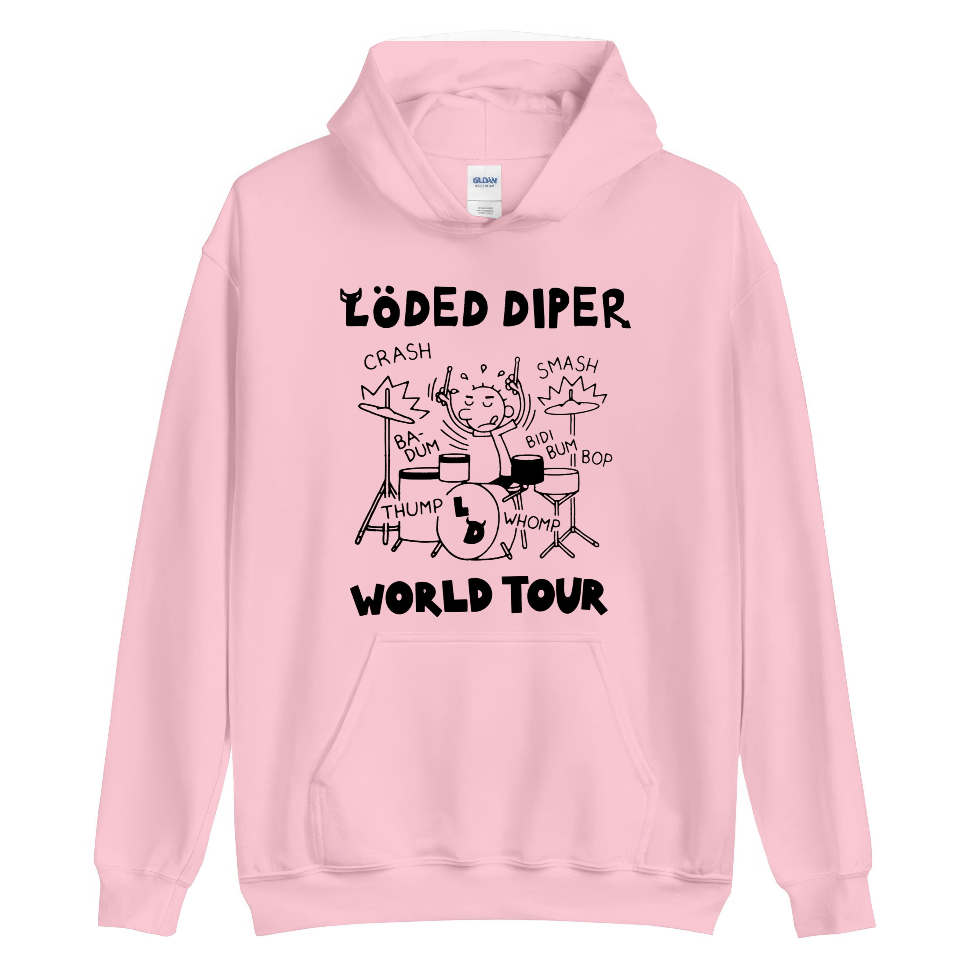 Loded Diper World Tour Hoodie, Classic Punk Drummer Hoodie - Walmart.com
