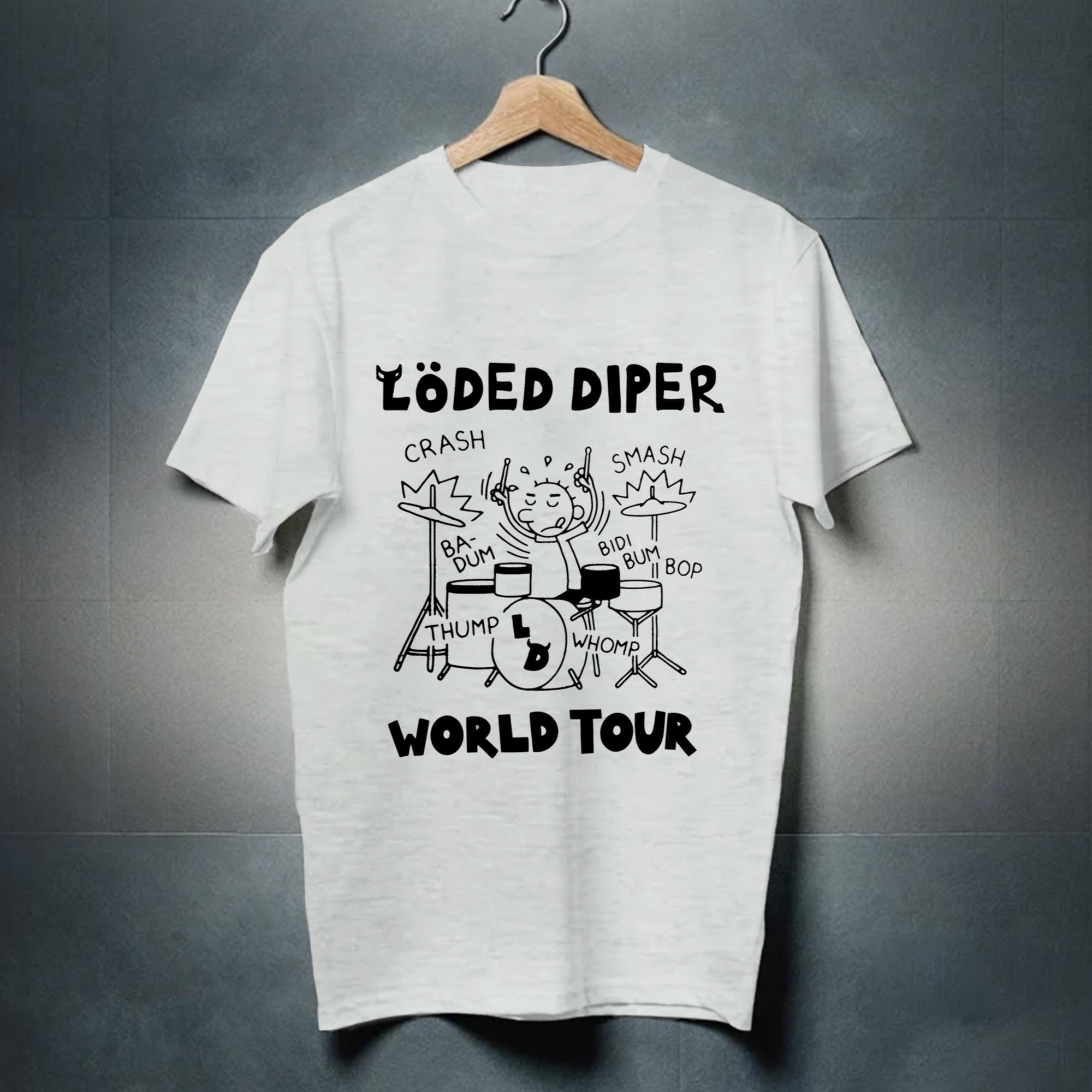 Loded Diper World Tour T-Shirt, Classic Punk Drummer T-Shirt - Walmart.com