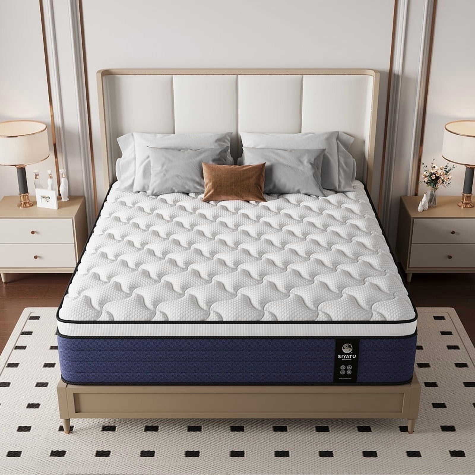Lodeija Full Mattress 8 inch Memory Foam Box Blue-White Medium Firm ...