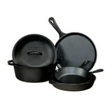 Lodge Pre-Seasoned Cast Iron Cookware Set, 5 Pcs Cooking Pots and Pans ...