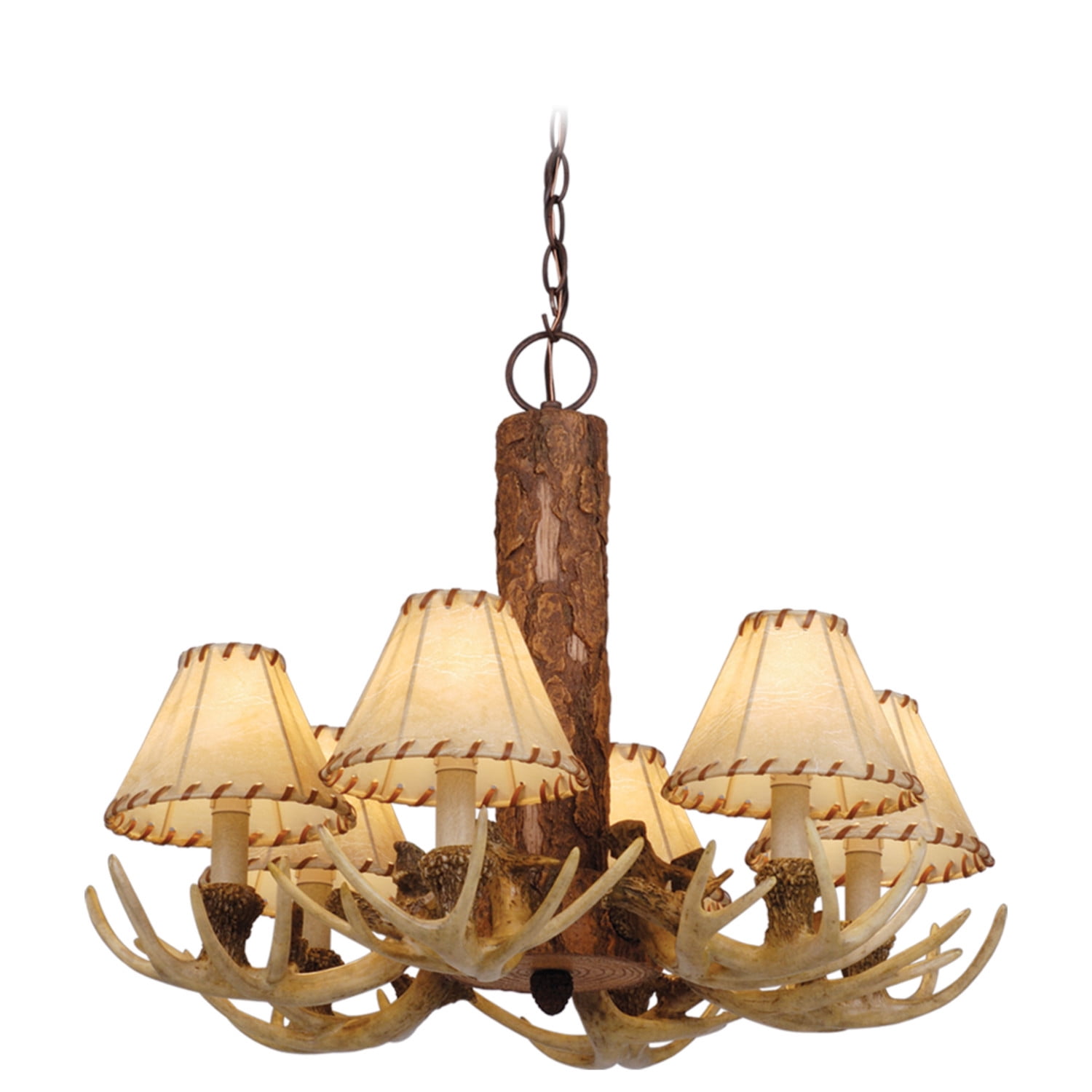 Vaxcel Lodge 6-Light Rustic Antler Chandelier, Noachian Stone Ceiling ...