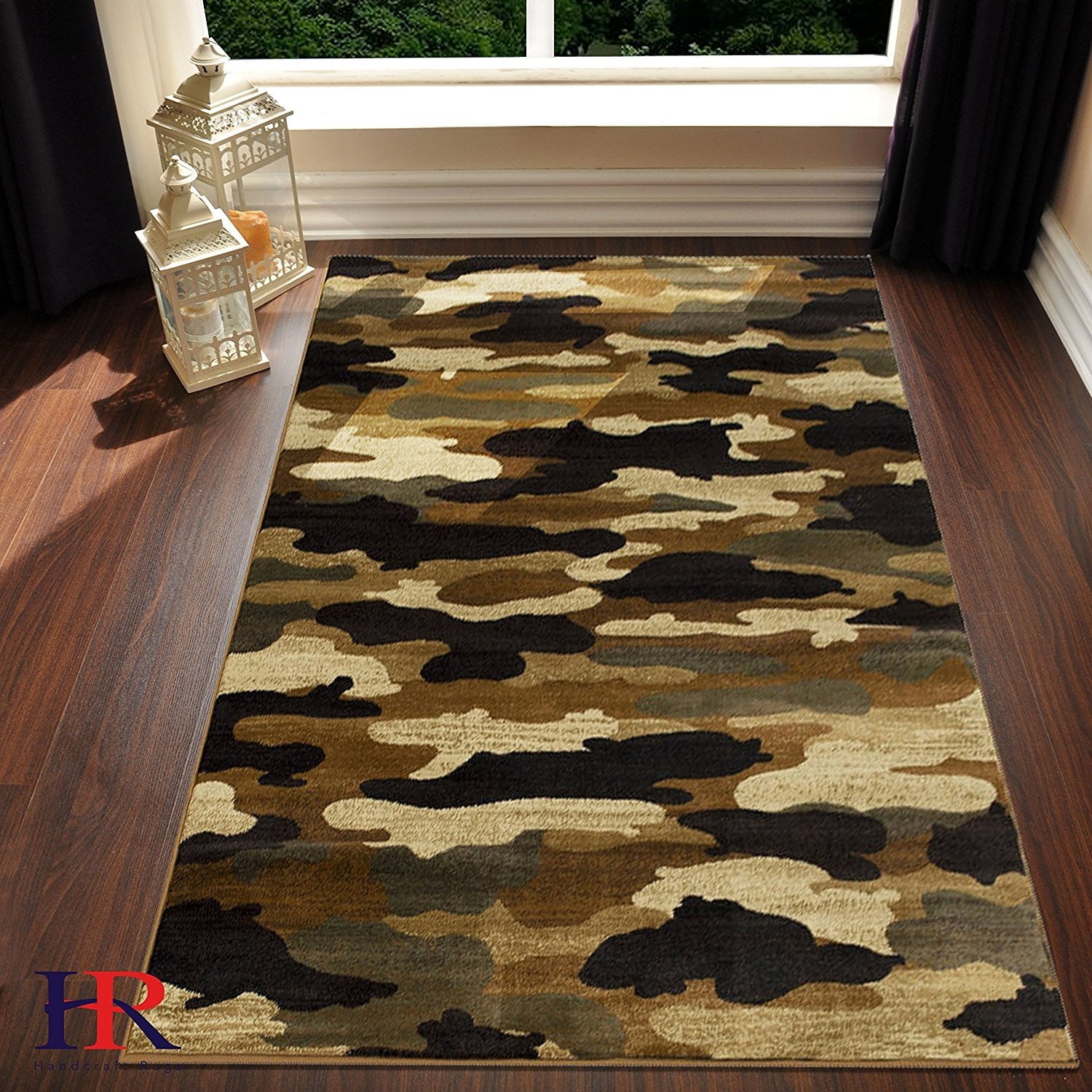 Lodge, Cabin Army Pattern Area Rug - Modern Design Cabin Area Rug ...