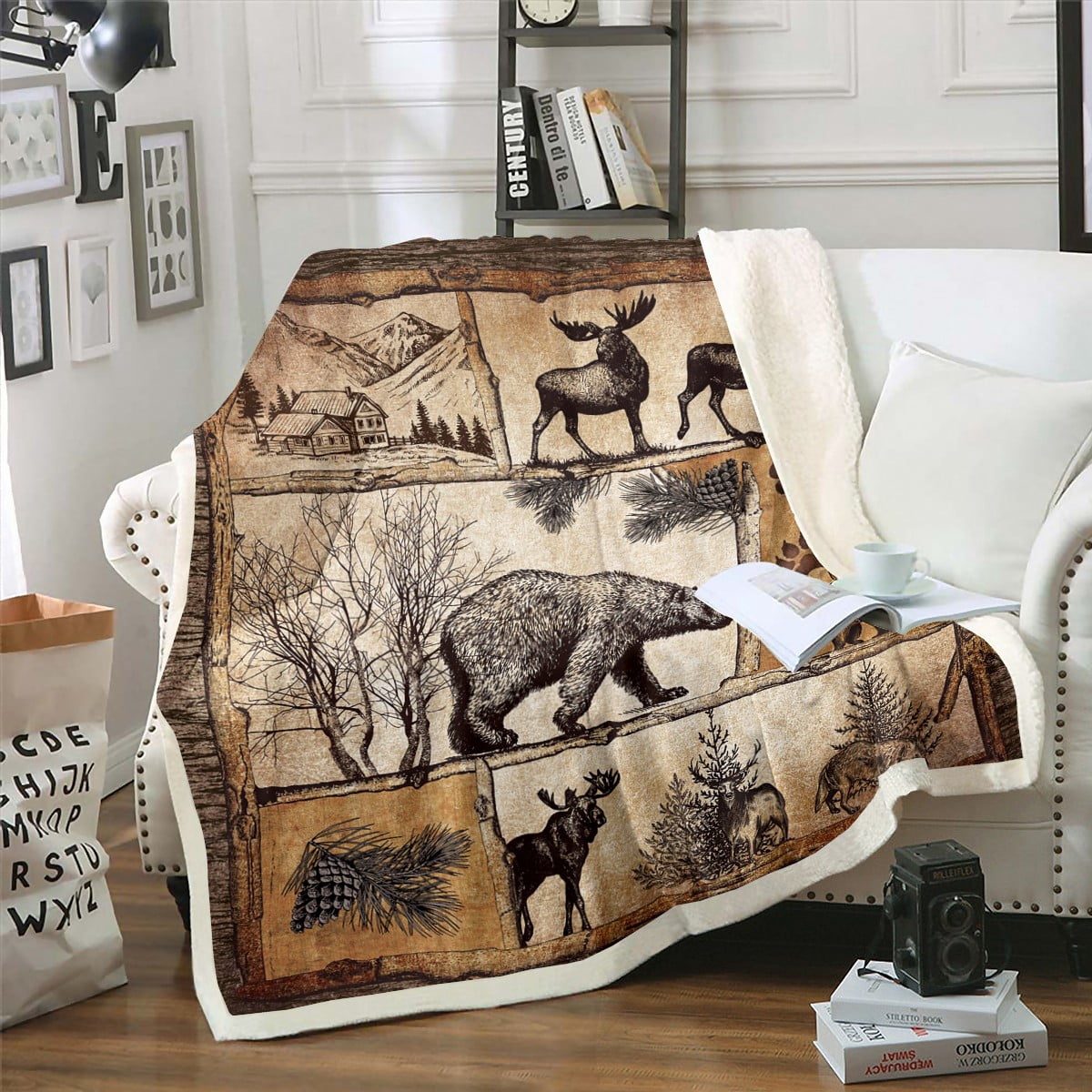 Lodge Cabin Blanket Woodland Animals Farmhouse Throw Blanket 40"x50 ...