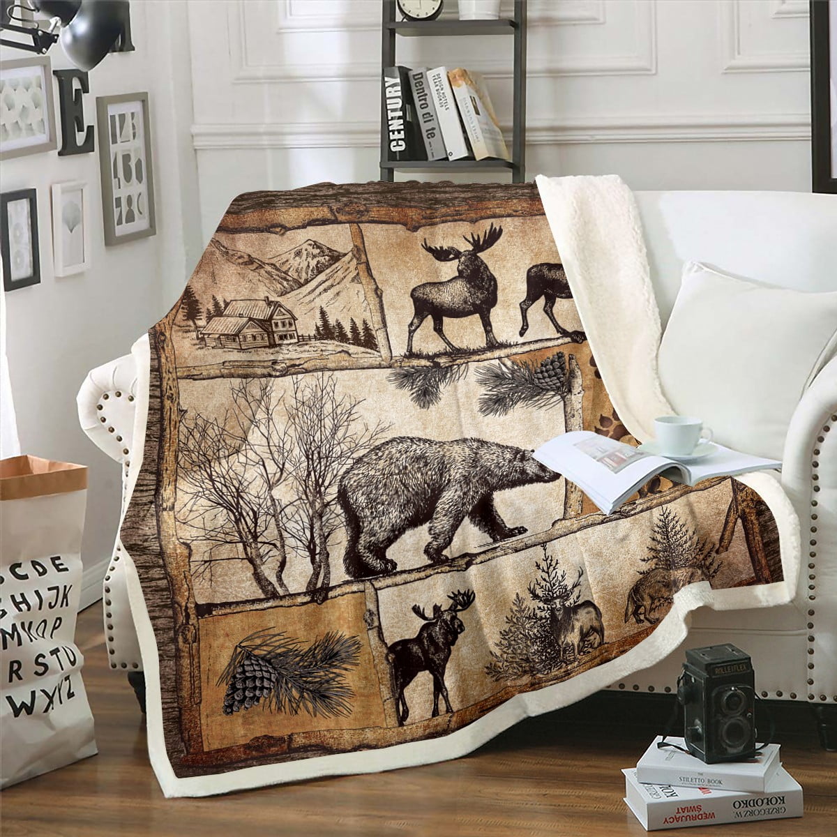 Lodge Cabin Blanket Woodland Animals Farmhouse Throw Blanket 50"x60 ...