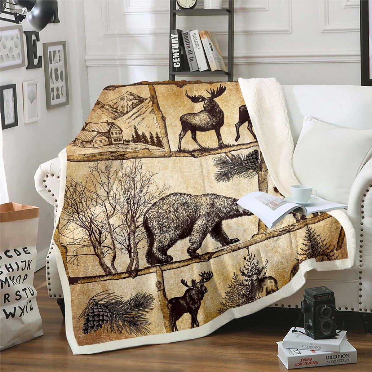 Lodge Cabin Blanket Woodland Animals Throw Blanket 30"x40",Wildlife ...