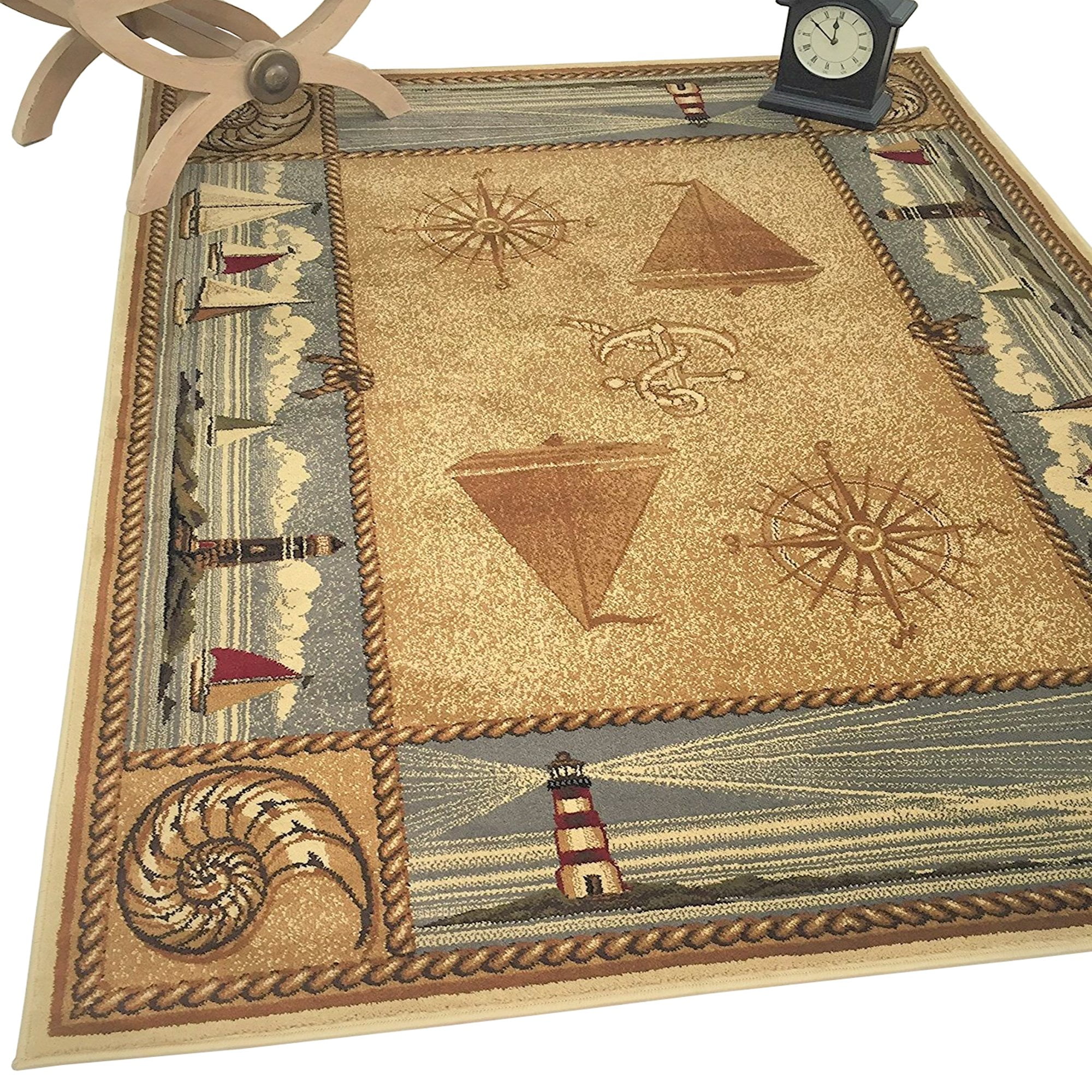 Lodge, Cabin Nature and Animals Area Rug - Modern Geometric Design ...