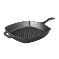 Lodge 6.5" Seasoned Cast Iron Grill Pan, L3GP, Stove Top Compatible ...