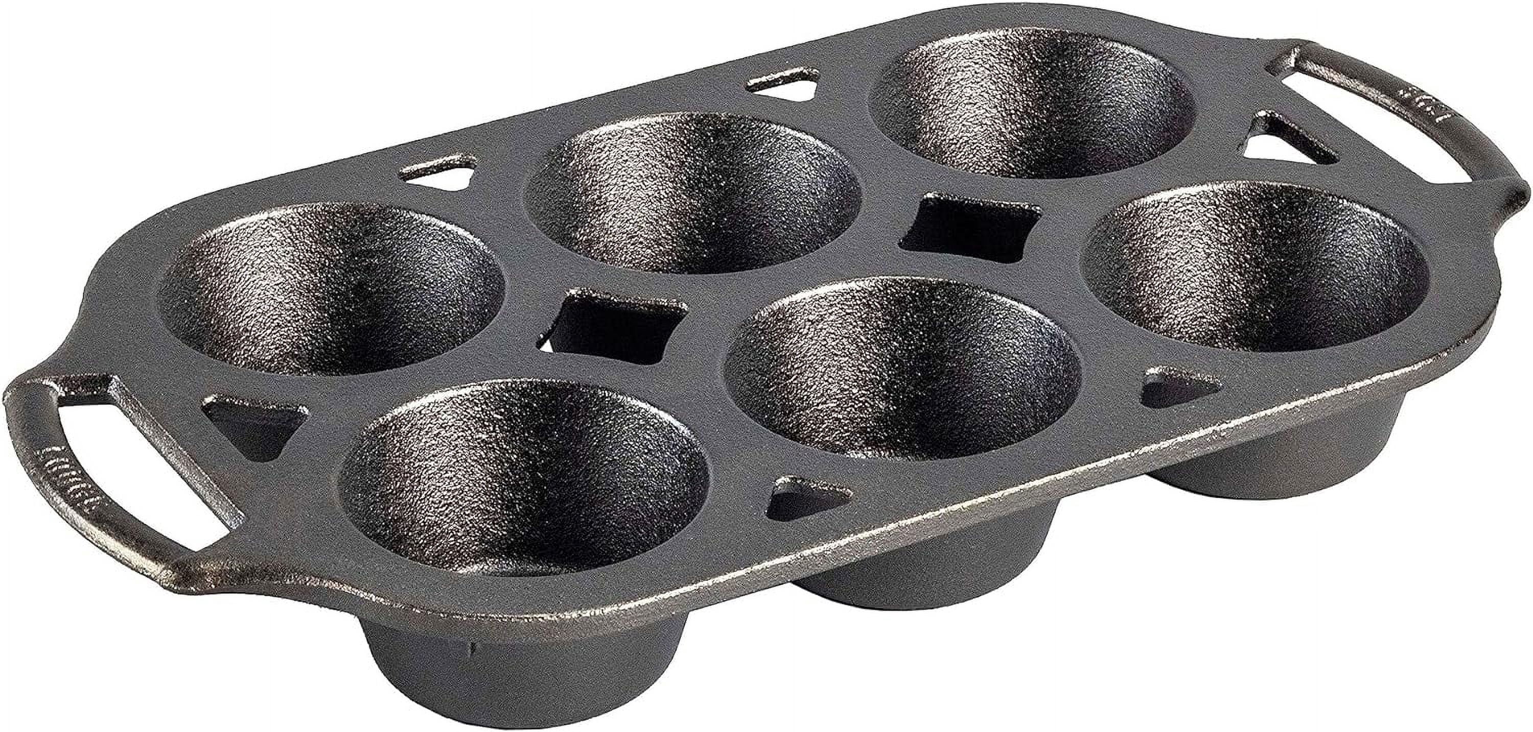 Lodge Cast Iron Muffin Pan, Pre-seasoned and Dual Handles, Made in USA ...