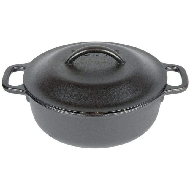 Lodge 2qt Non-Stick Cast Iron Cooking Pot, Black with Lid and Handles ...