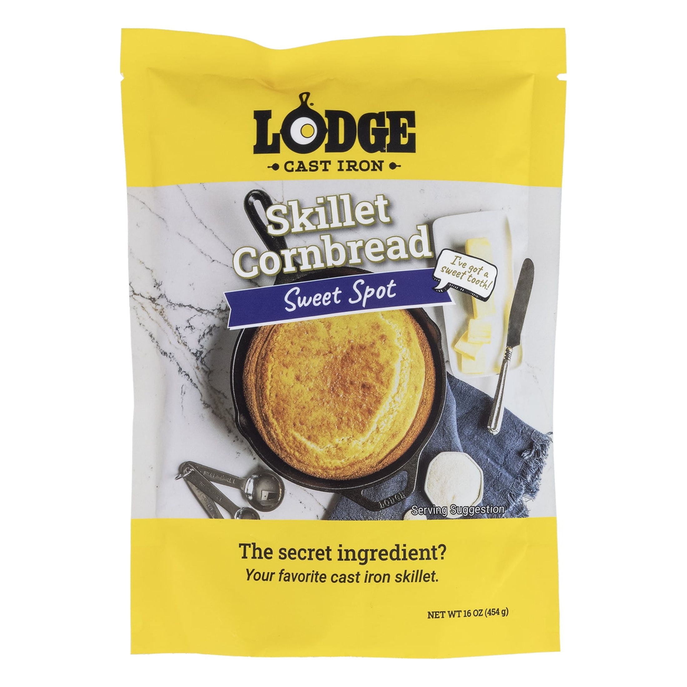 Lodge Cast Iron Skillet Cornbread Mix, Sweet Spot, 1-Pack, 16 oz ...