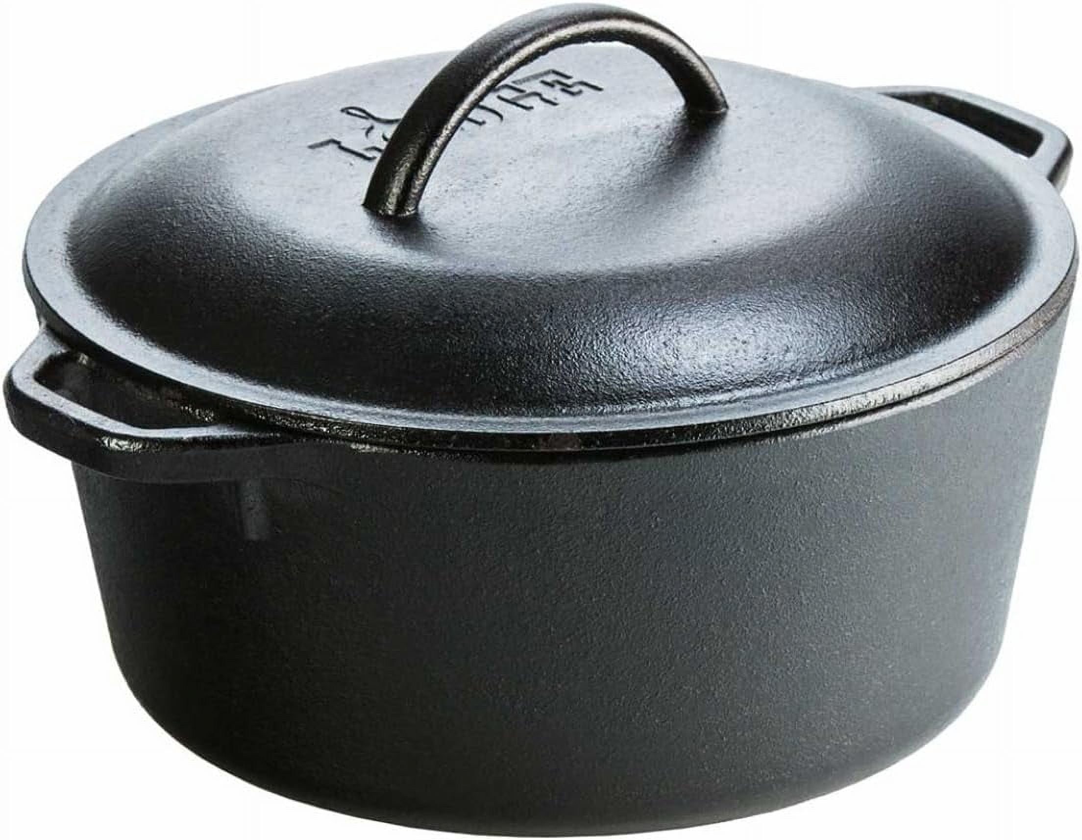 Lodge L8DOL3 Cast Iron Dutch Oven with Dual Handles, Pre-Seasoned, 5 ...
