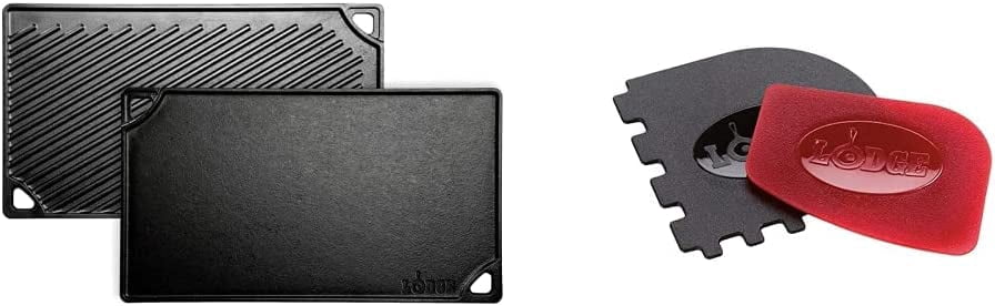 Lodge LDP3 Cast Iron Reversible Grill/Griddle (9.5" x 16.75") and Lodge ...