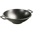 Lodge 14" Pre-Seasoned Cast Iron Wok with Flat Base & Loop Handles for ...