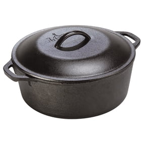Lodge Large 5 Quart Seasoned Cast Iron Double Dutch Oven - Walmart.com