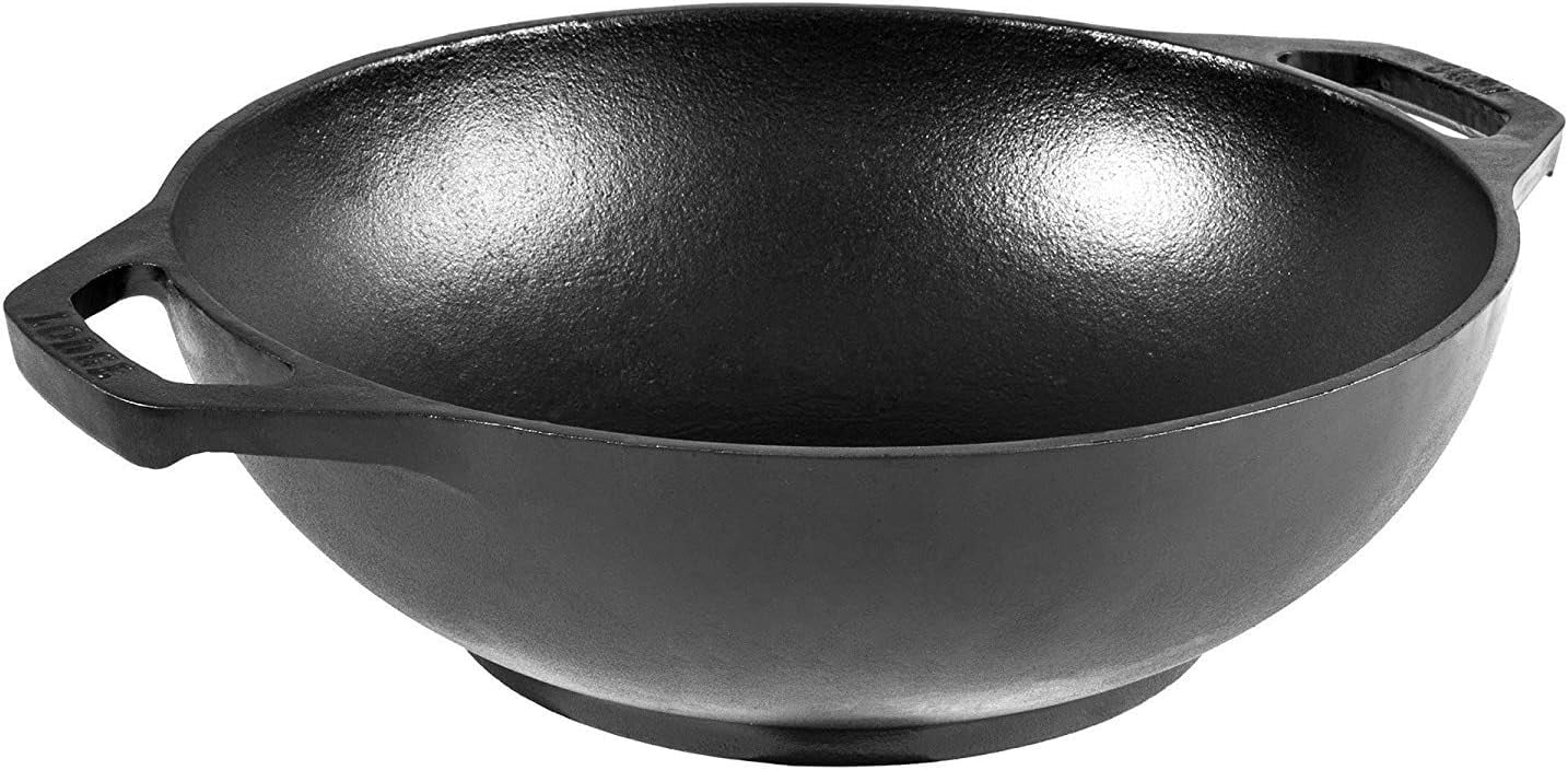 Lodge Pre-Seasoned Cast Iron Mini WOK - Dual Assist Handle - Use in the ...