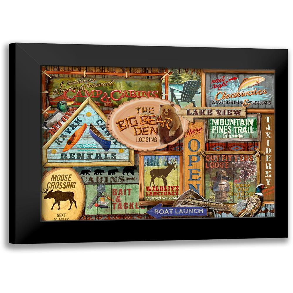 Lodge Sign Collage 18x14 Black Modern Framed Museum Art Print Titled ...