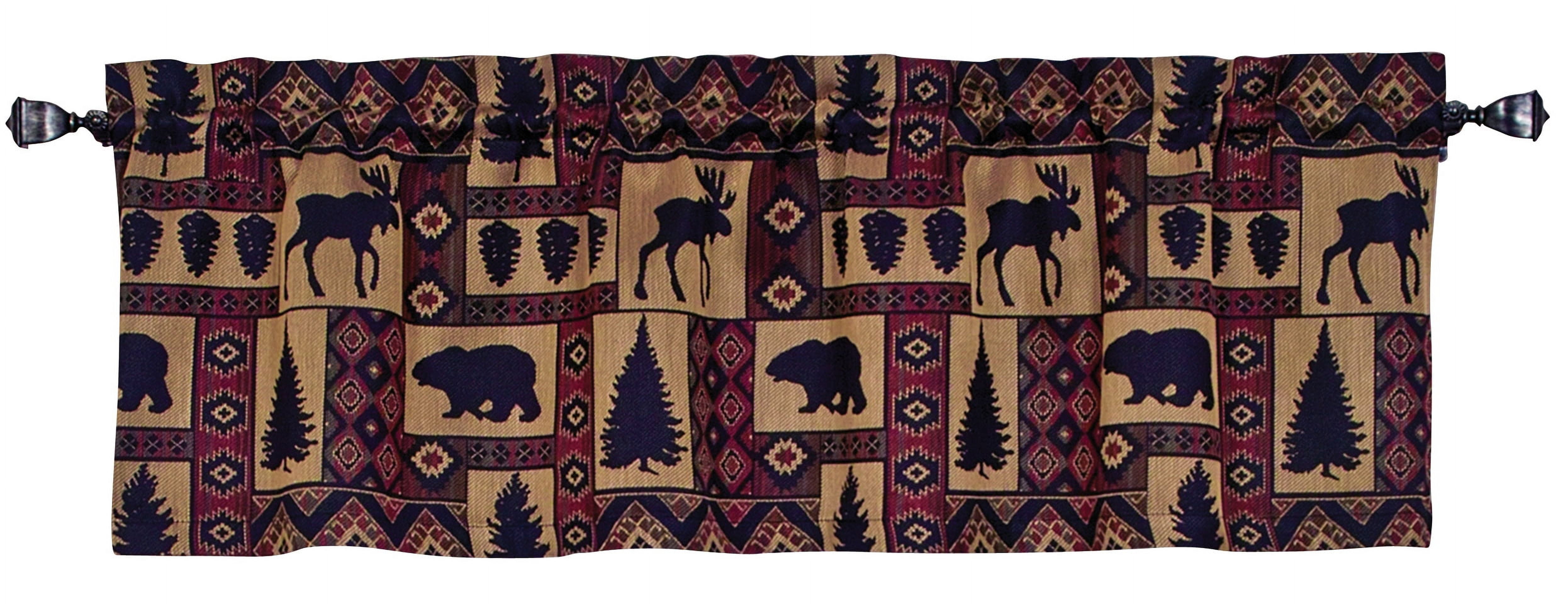 Rustic Country Cabin Pine Lodge Wildlife Window Valance, 54 in Width x ...