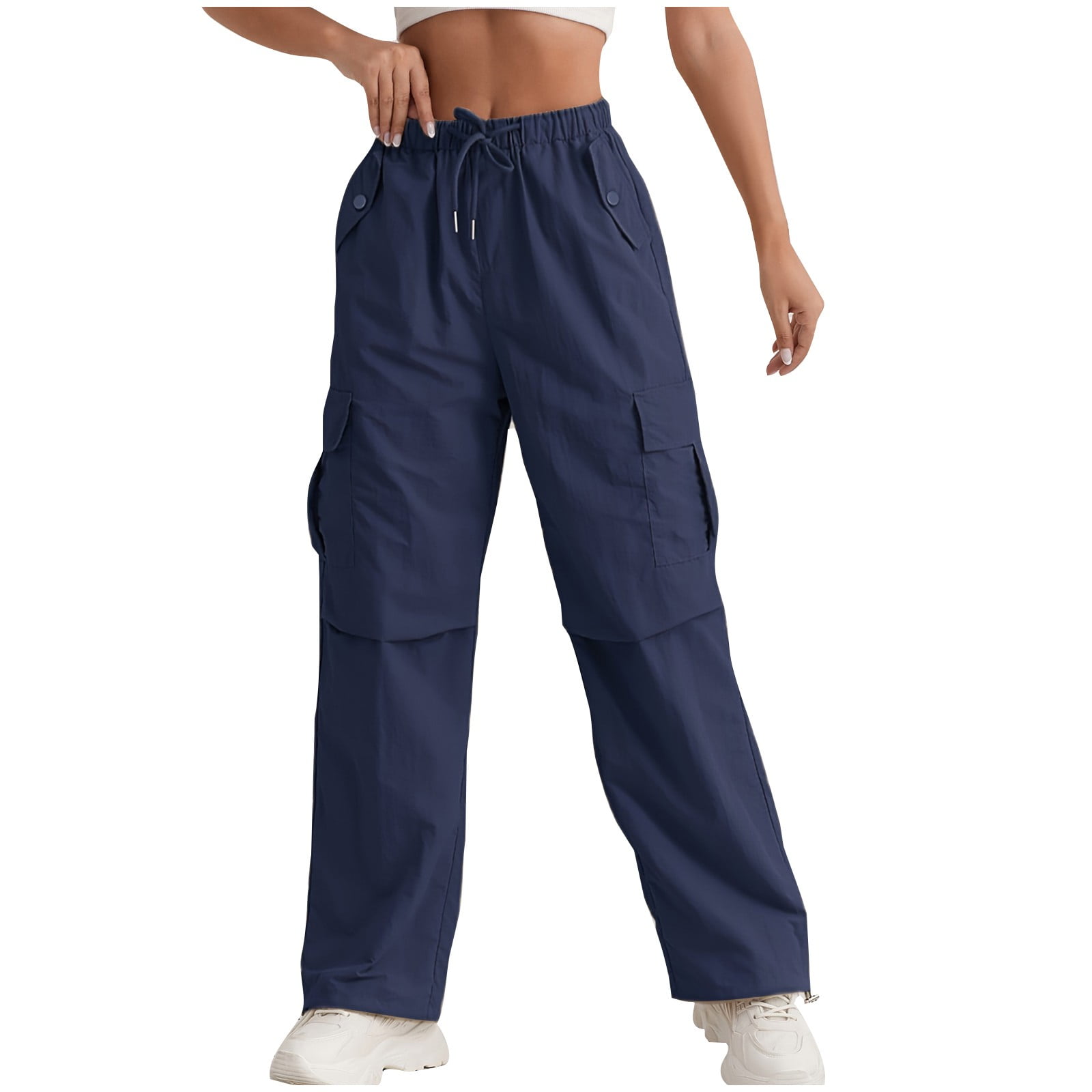 Lodgix Cargo Pants Women Baggy Y2k Pleated High Waisted Wide Leg Pants ...