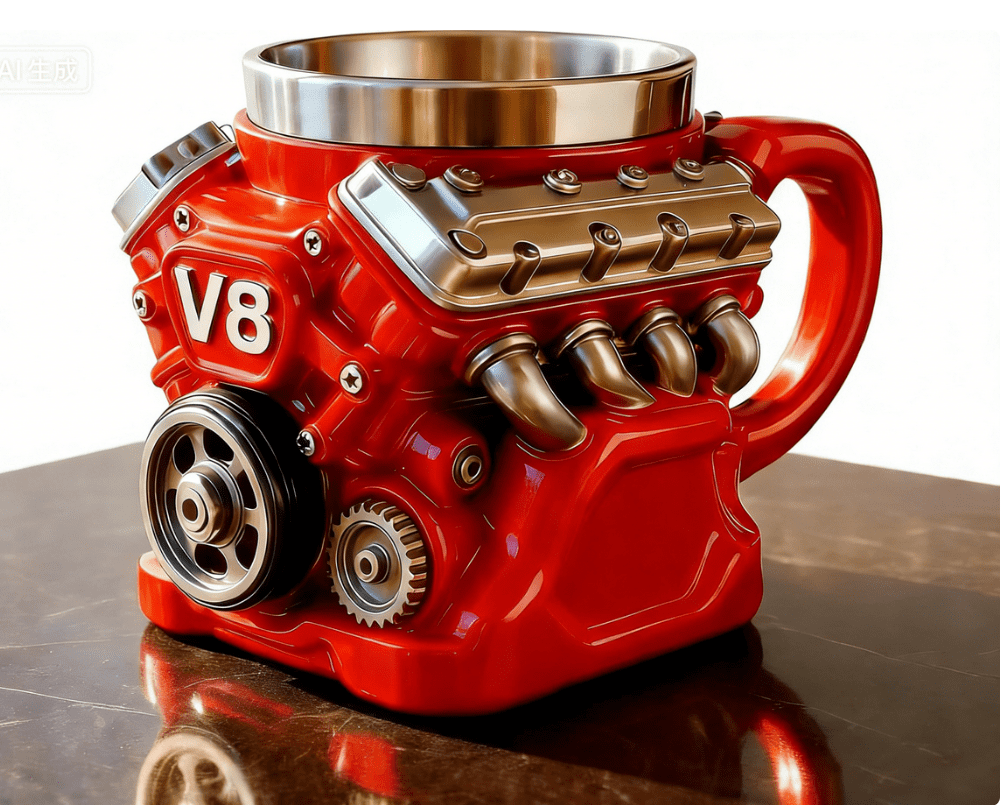 Lodgix Engine Themed Coffee Cups, Retro V8 Engine Coffee Mug, 3D ...