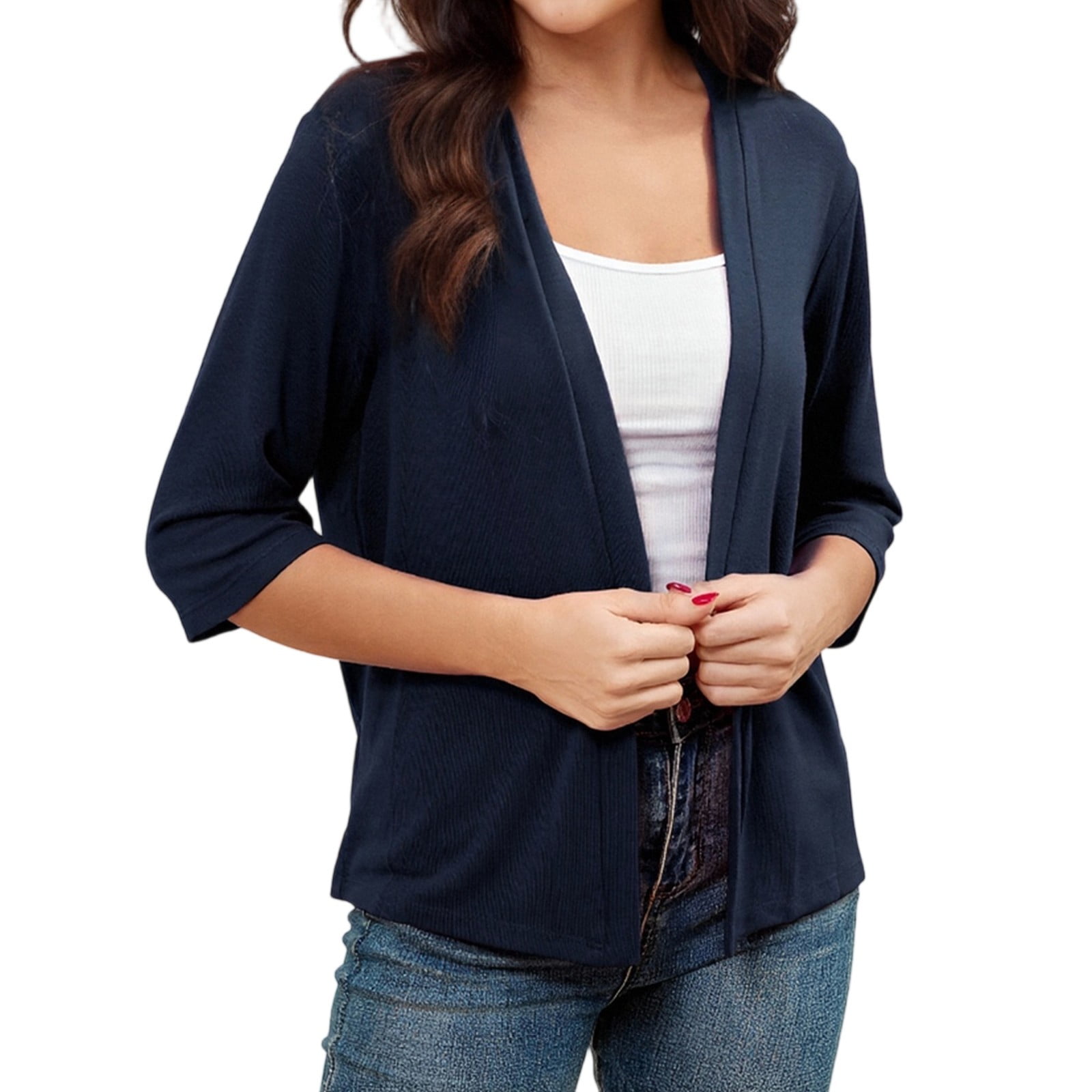 Lodgix Women's 3/4 Sleeve Open Front Cropped Cardigan Sweater Elegant ...