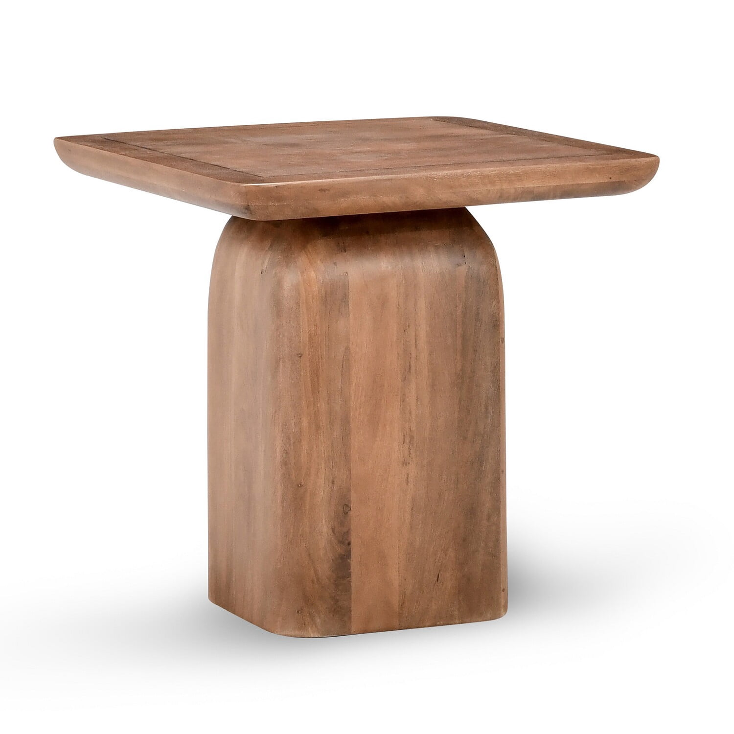 Benjara Loe 22 Inch Side End Table, Square Top with Pedestal Base ...