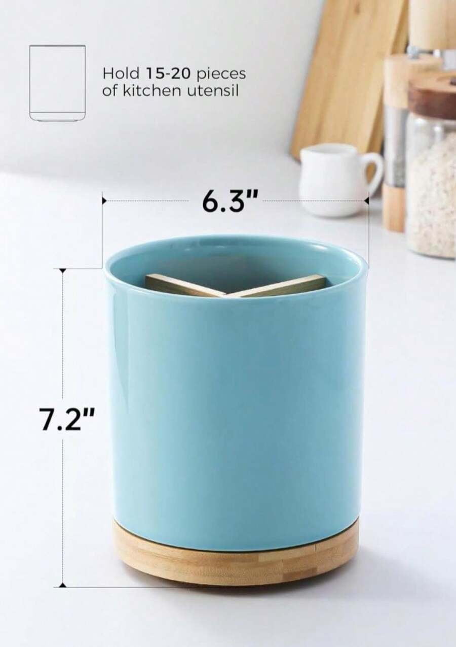 LoeJan Utensil Holder, Extra Large Utensil Crock, Stable Ceramic ...