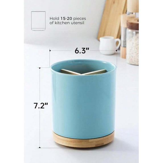 LoeJan Utensil Holder, Extra Large Utensil Crock, Stable Ceramic ...