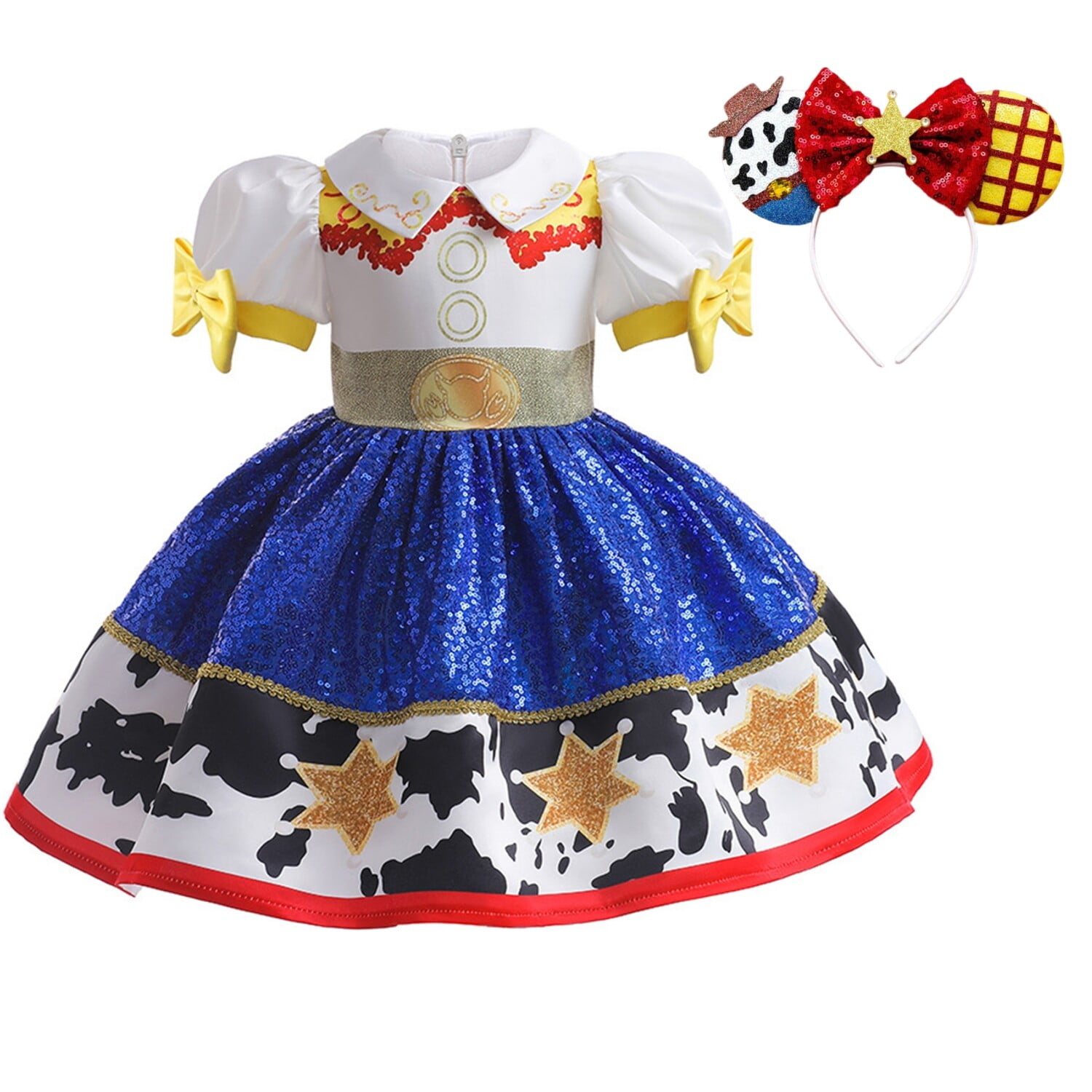 Loel Girls Princess Cosplay Dress Cowgirl Costume Jessie Costume Party Dress Cowboy Print Dress ...