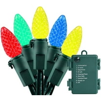 Northlight 50 Multi-Color LED C7 Mini Christmas Lights, 20.25 ft Green ...