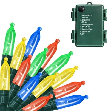 Set of 100 Green Mini Christmas Lights 2.5" Spacing - Green Wire ...