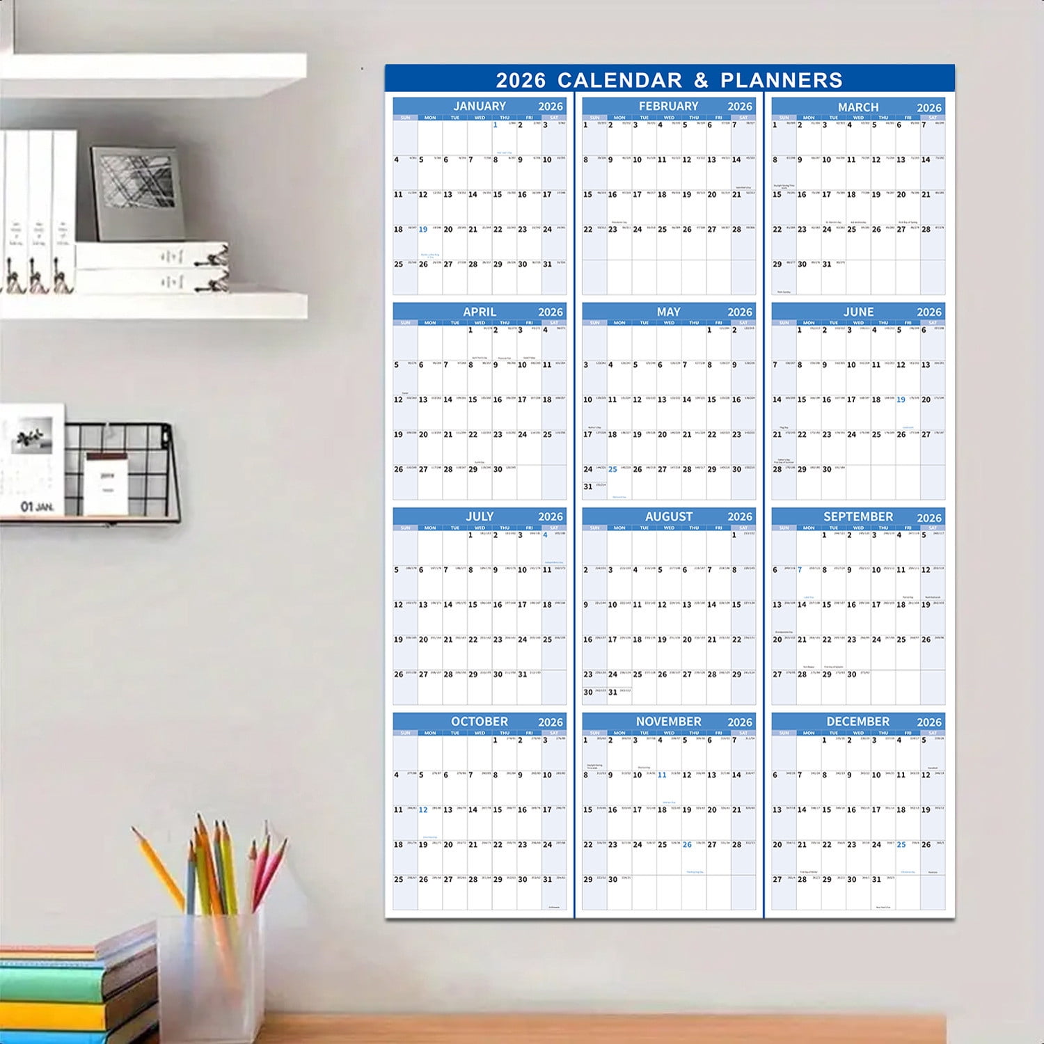 Loespoir 2026 Double-sided Erasable Calendar, English Wall Calendar ...