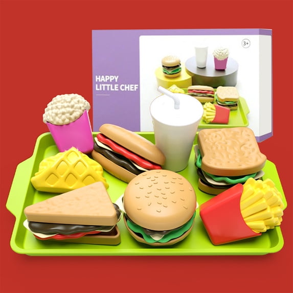 Loespoir Burger and Fry Toy Set, Sandwich Food Cooking Toy, Pretend ...