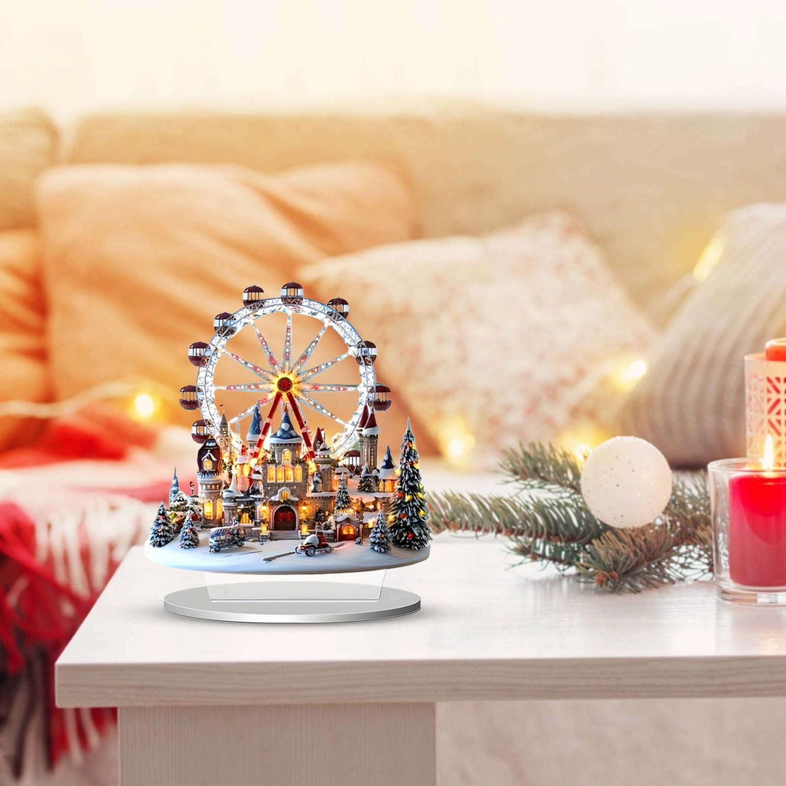 Loespoir Christmas Tree and Carousel Printed Plastic Standee, Holiday ...