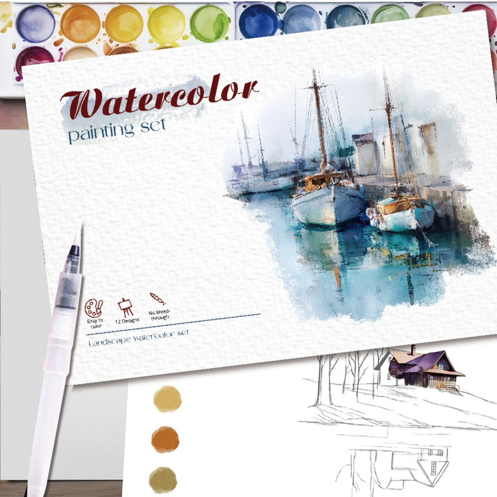 Loespoir Creative Watercolor Painting Set, DIY Art and Design Kit ...