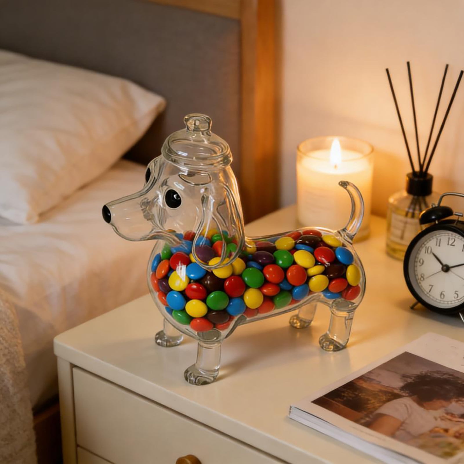Loespoir Cute Dog Shaped Candy Jar, Airtight Snack Container, Pet ...