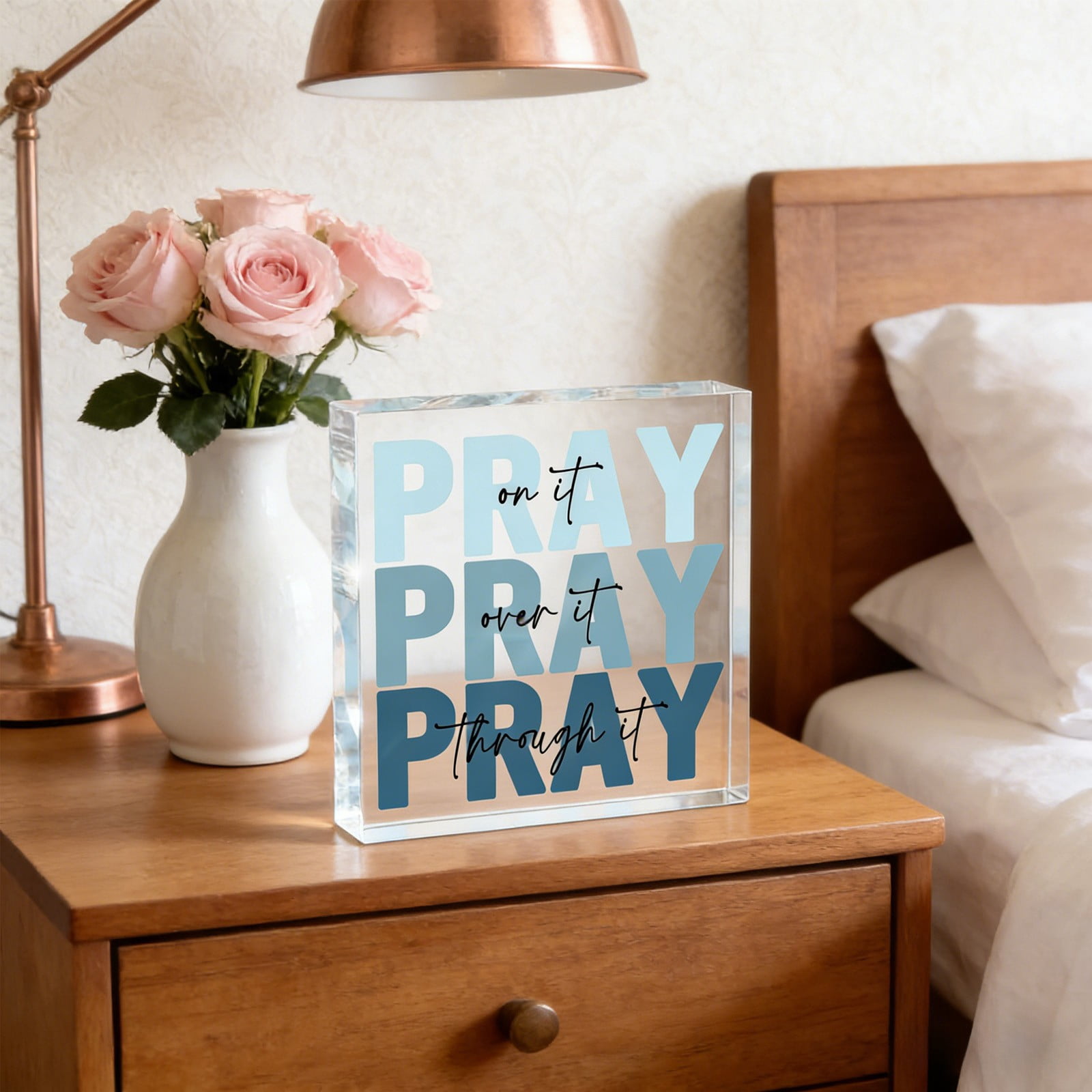 Loespoir Inspirational Decor, Pray Over It Bible Verse Wall Art ...