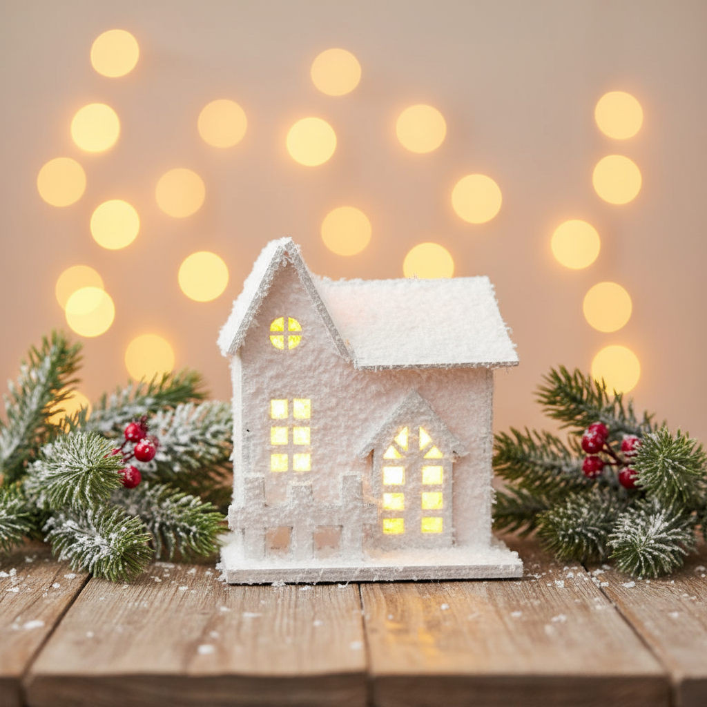 Loespoir Lighting Up Wooden Village Villa, Christmas Desktop Decoration ...