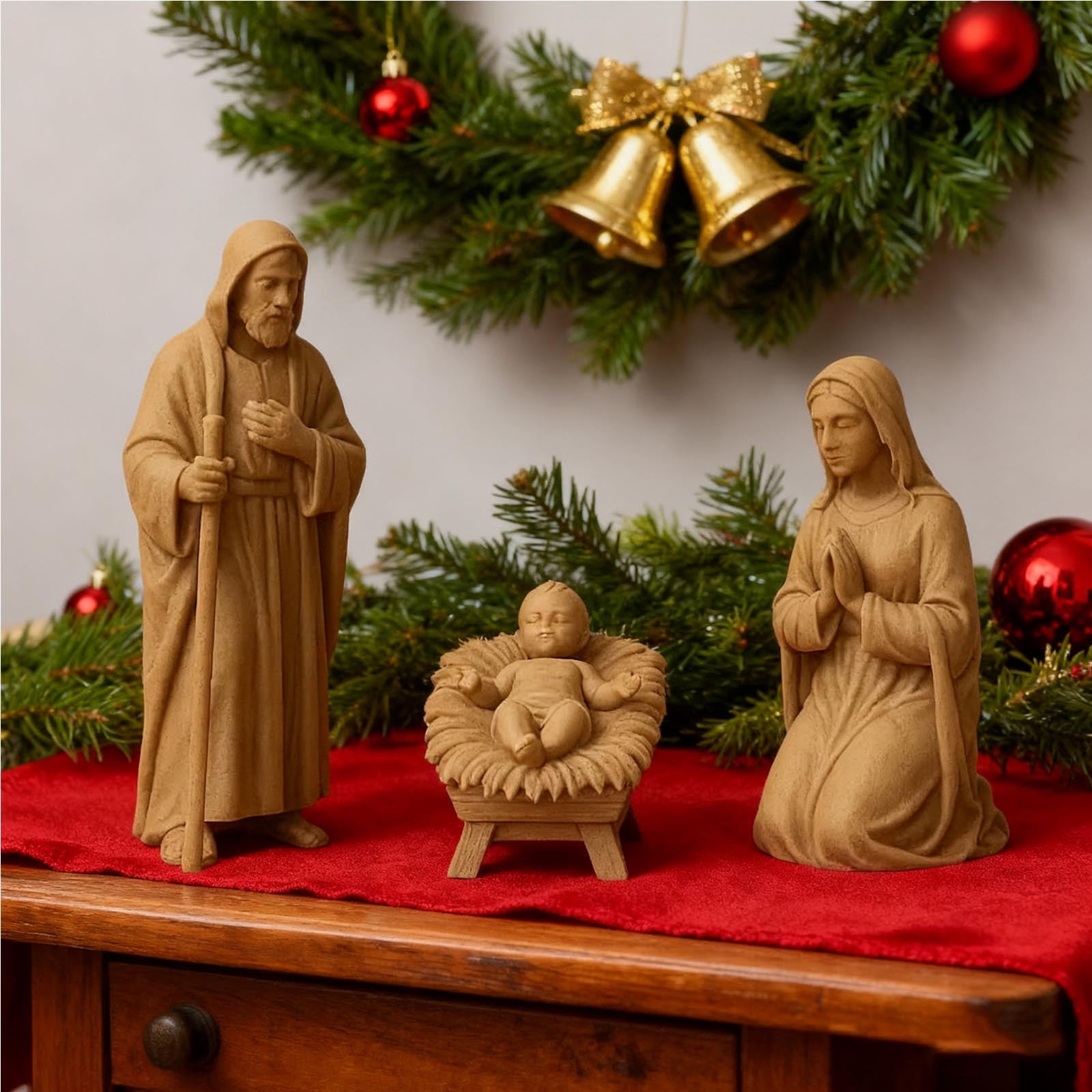 Loespoir Three Piece Nativity Scene Figurine Set, Christmas Nativity ...