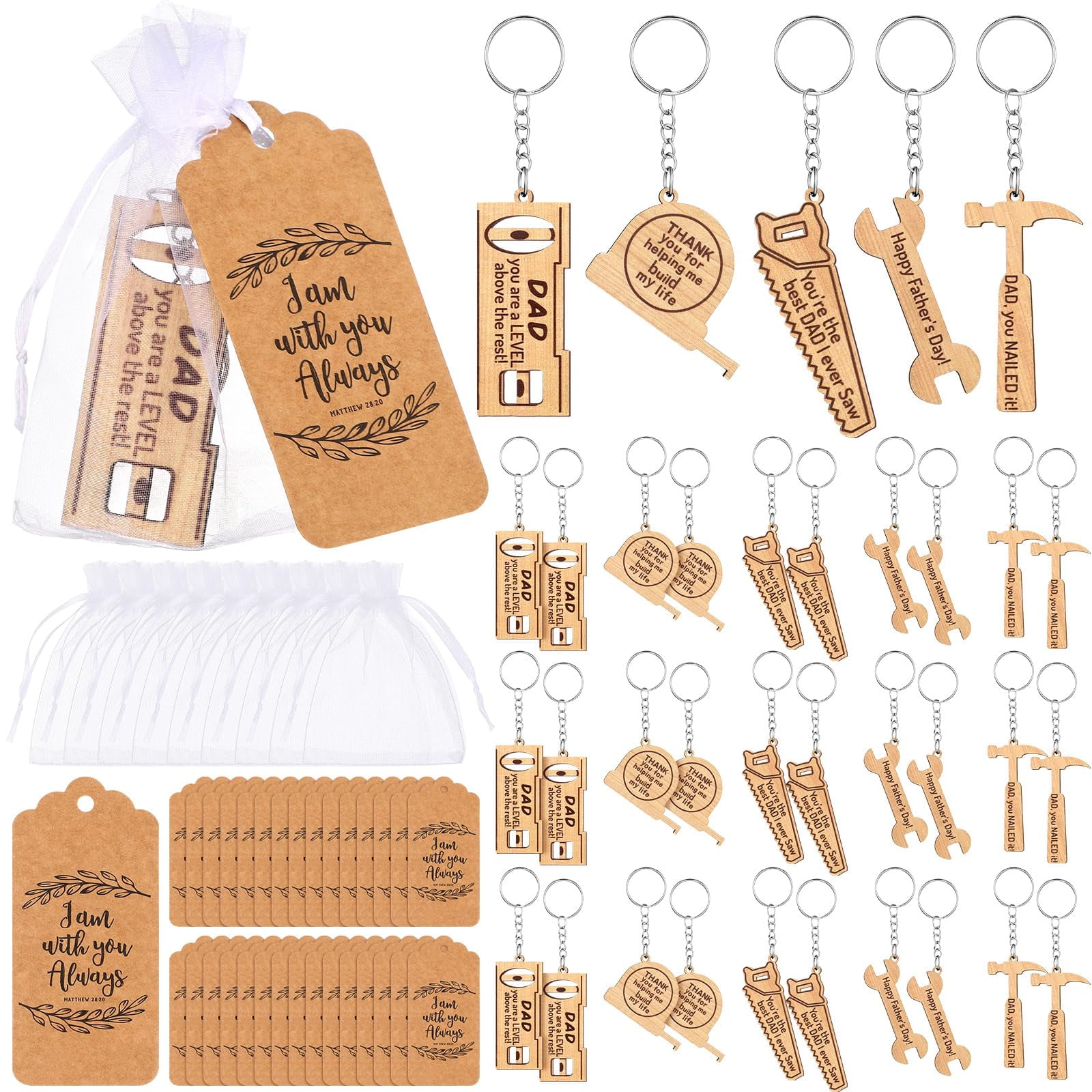 Loetere 30 Sets Father's KEF16 Day Church Keychains Happy Father's Day Thank You Keychain ...