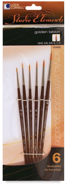 Loew-Cornell Studio Elements Brush Set - Golden Taklon, Round, Short ...