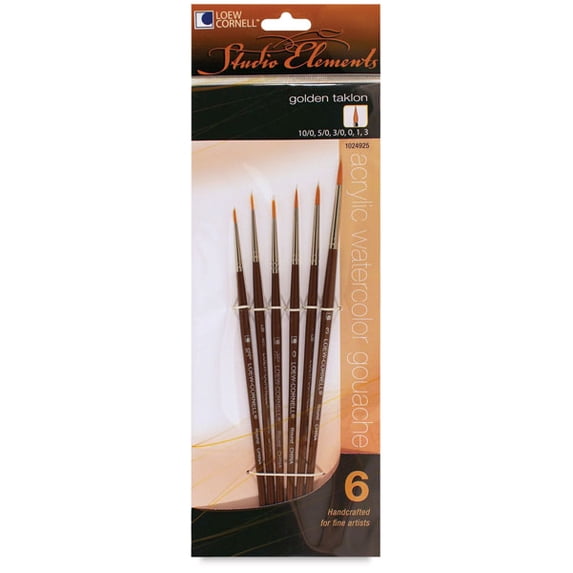 Loew-Cornell Studio Elements Brush Set - Golden Taklon, Round, Short ...