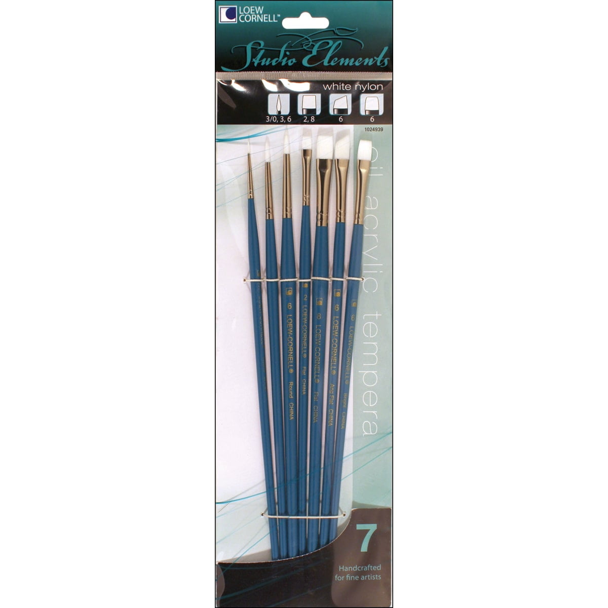 Loew-Cornell Studio Elements Long Handle White Nylon Brush Set-6/Pkg ...